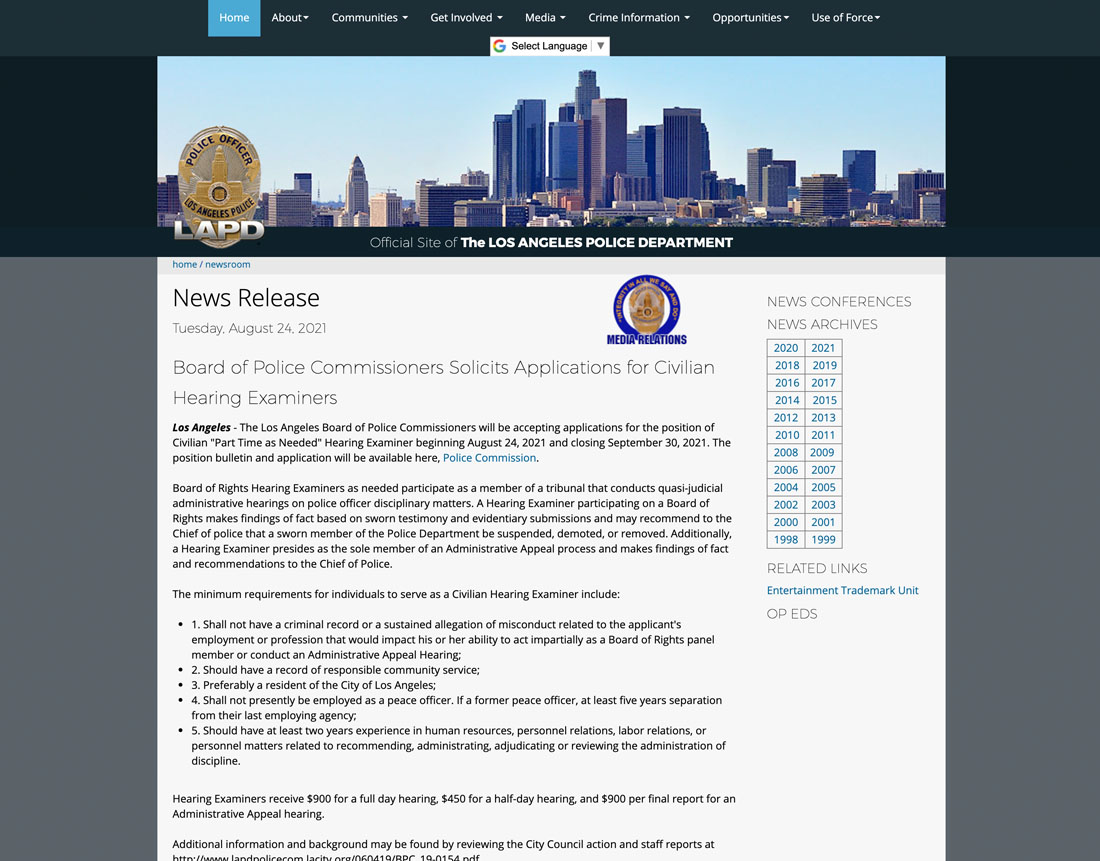 LAPD Web Design & Development Case Study | SPINX Digital